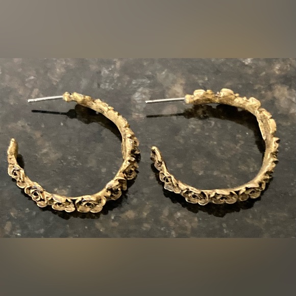 Jewelry | Eivind Hillestad Eh Signed Vintage Gold Tone Rose Hoop ...